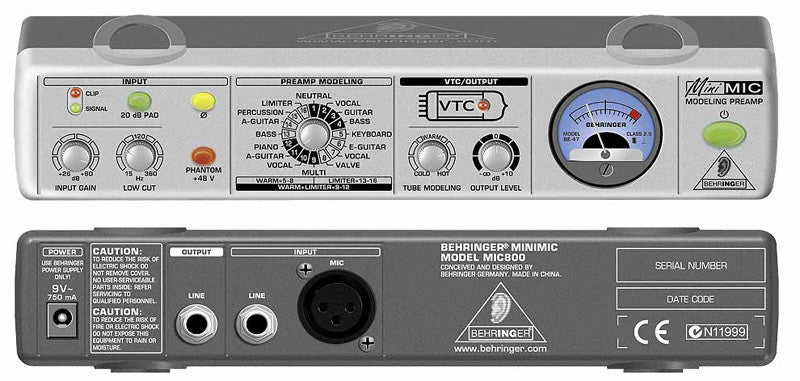 Buy Behringer Minimic MIC800 Ultra-Compact Microphone Modeling Pre-Amp ...