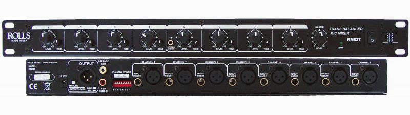 Buy Rolls RM83T 8 Channel Transbalanced Mic Mixer in a Single Rack ...