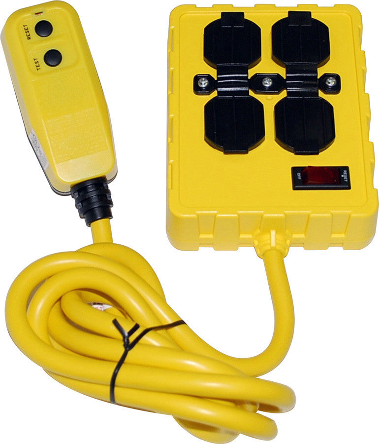 Buy GFCI Quad Outlet Box 125V 15A 12/3 SJTW with Circuit Breaker & 6FT ...