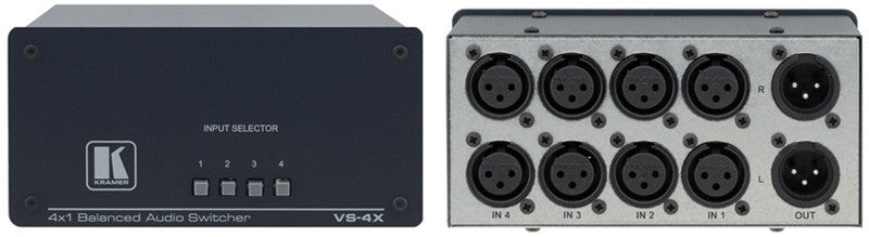 Buy Kramer VS-4X 4x1 Balanced Audio Passive Switcher VS-4X