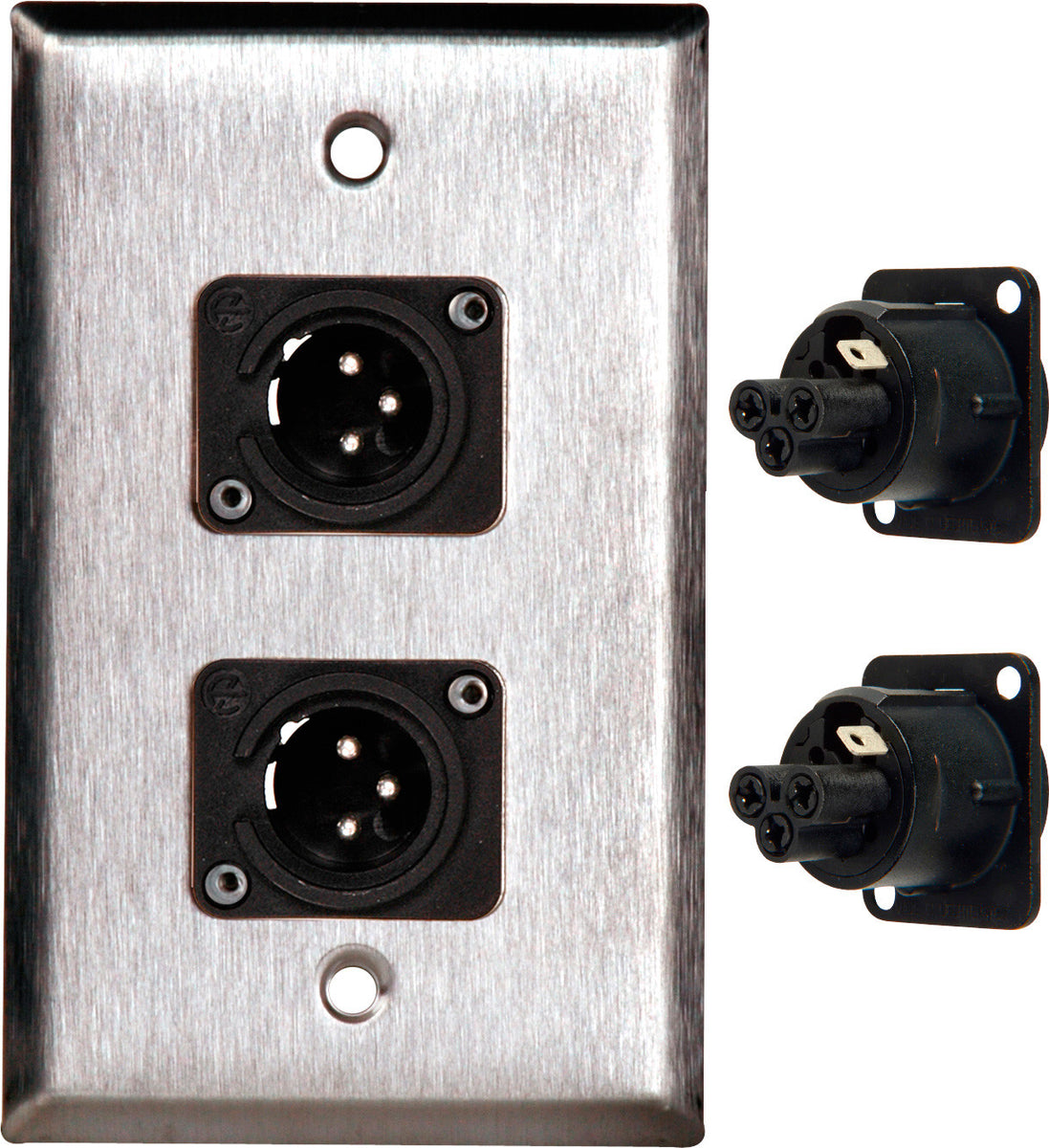 Buy Single-Gang Black Anodized Wall Plate with Two-3-Pin XLR-M-Terminal ...