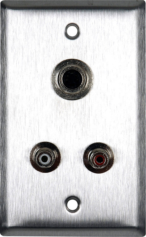 Buy Single-Gang Stainless Steel Wall Plate with 2 RCA Barrels & 1 S ...