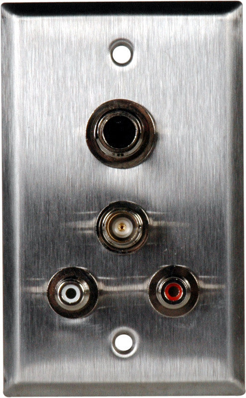 Buy Single-Gang Stainless Steel Plate with 2-RCA Barrels/1-BNC Barrel/1 ...