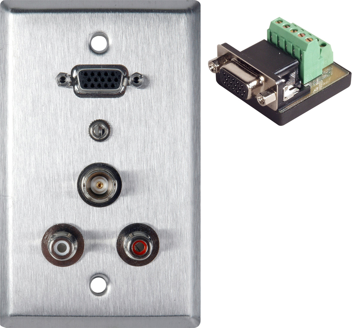 Buy Single-Gang Stainless Plate with 15-Pin HD Female TB /2 RCA Barrels ...