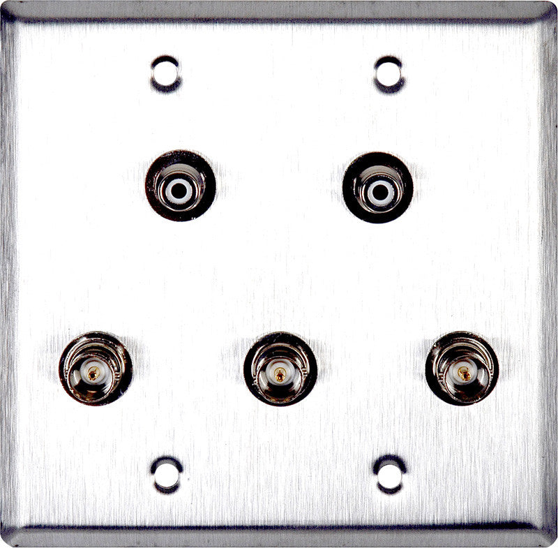 Buy Double-Gang Stainless Steel Wall Plate with 3 BNC RGB Barrels & 2 ...