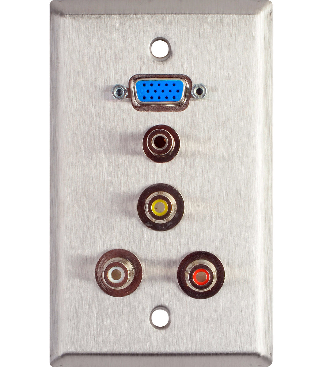 Buy 1 Gang White Lexan Plate with 1-VGA Female Barrel/3 RCA Barrels/1 ...